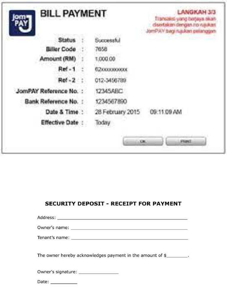 3.resit Pembayaran + Security Deposit | PDF