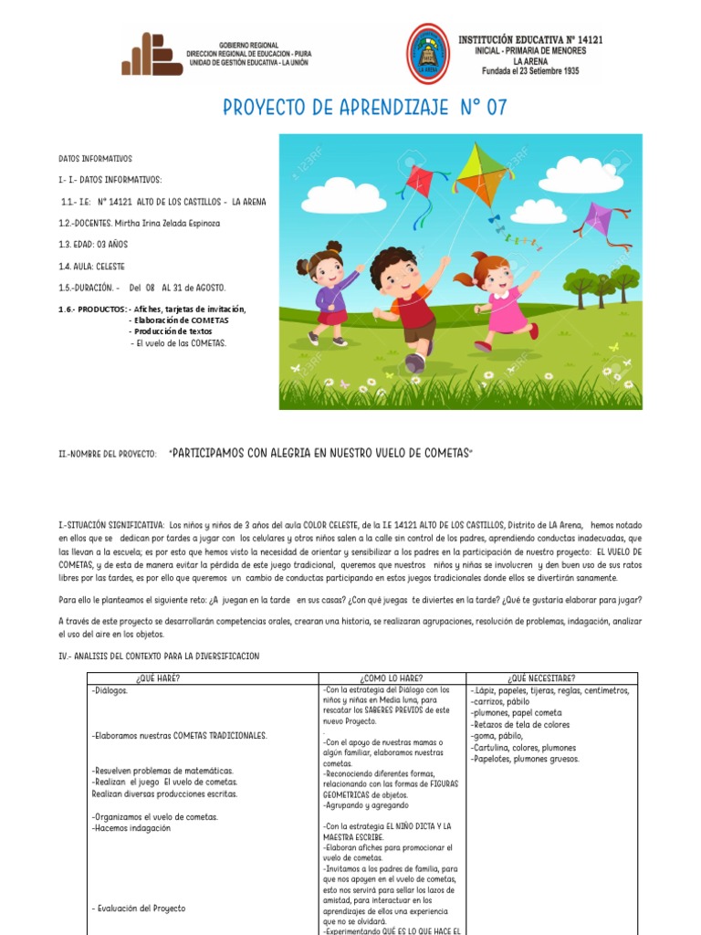 PROYECTO de Aprendizaje N 07 DEL 08 AL 30 DE AGOSTO DEL 2022 | PDF | Comunicación no verbal | Dibujo