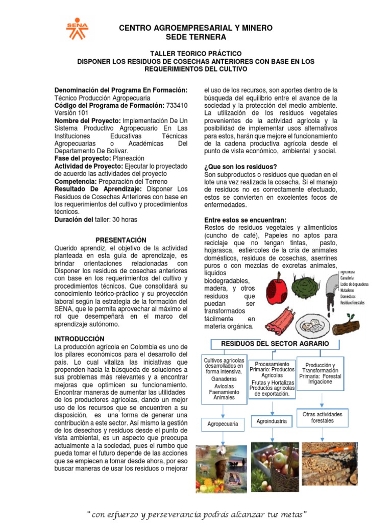 5 - Ra - Disponer Los Residuos de Cosechas Anteriores Grado 10 | PDF ...