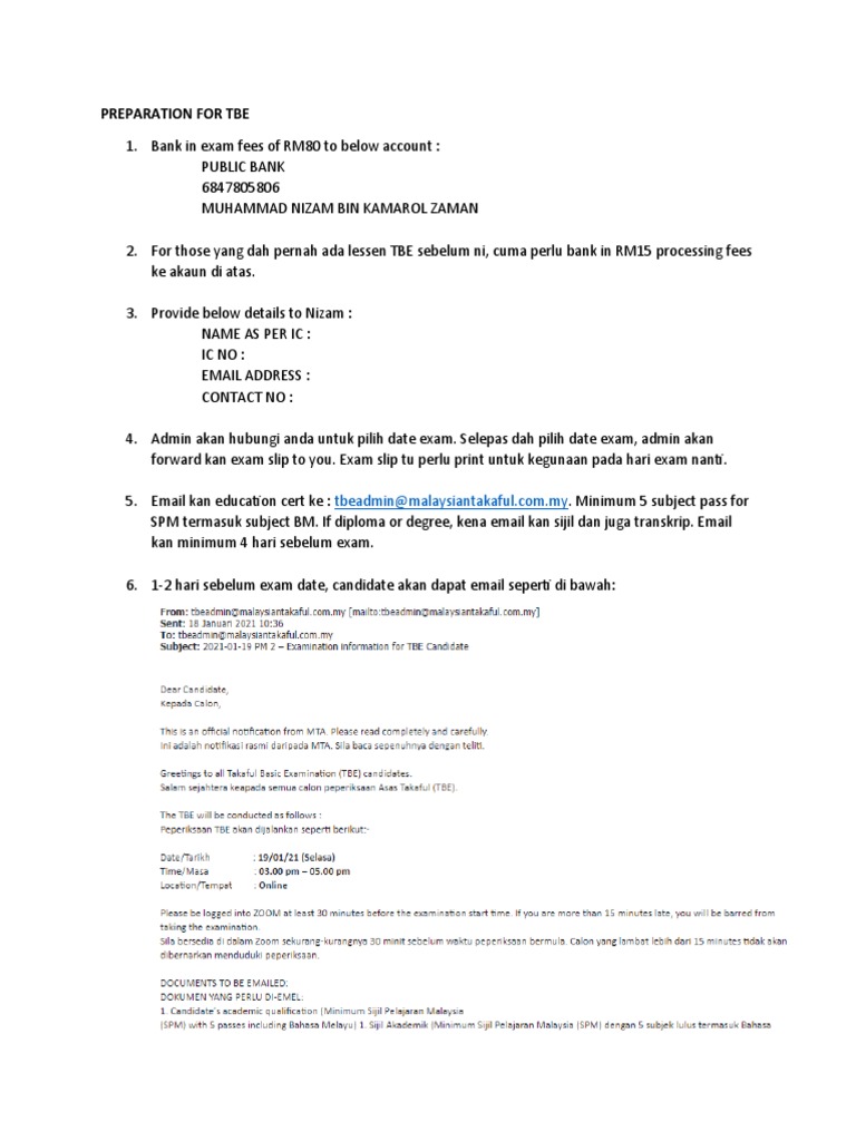 Preparation For Tbe Exam | PDF