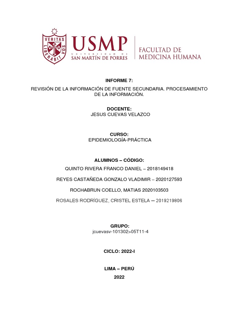 Informe 7 - Epidemiología Práctica | PDF