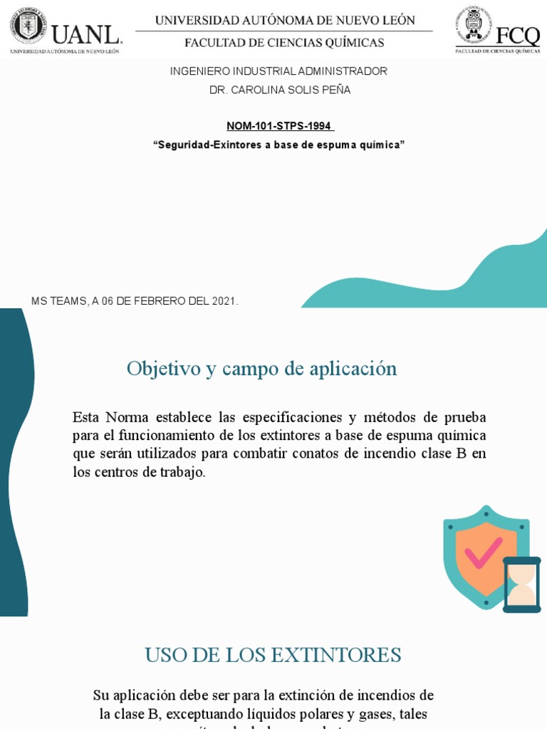 Normas y especificaciones para extintores de espuma química | PDF | Química