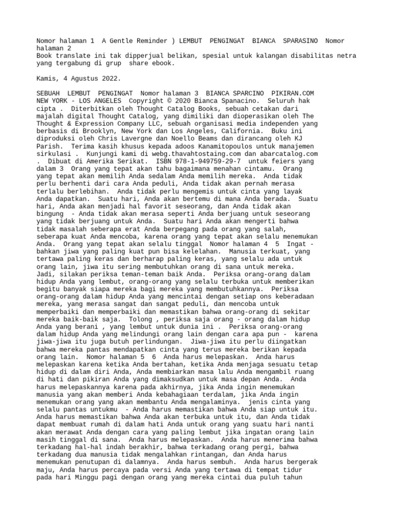 A Gentle Reminder (Bianca Sparacino) | PDF | Pengembangan Diri | Puisi