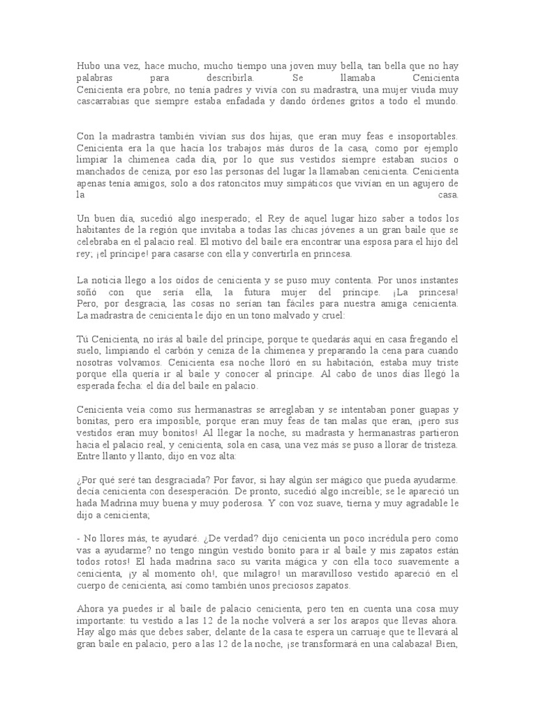 Cuento La Cenicienta | PDF