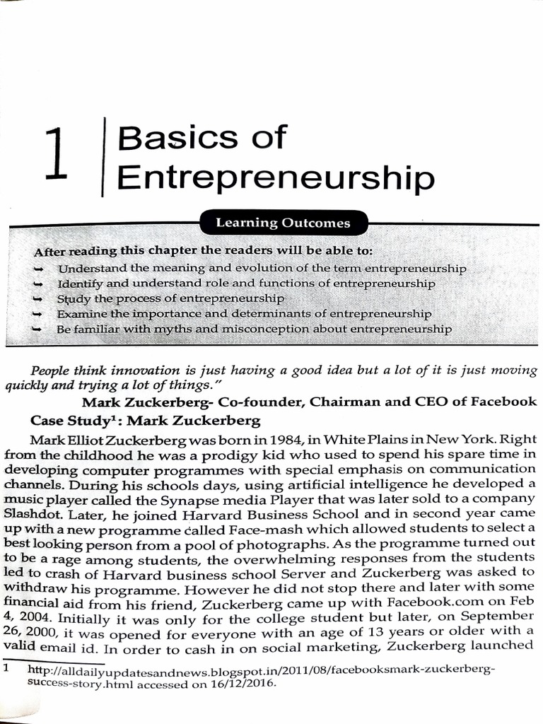 CH 1 Entrepreneurship | PDF | Entrepreneurship | Mark Zuckerberg