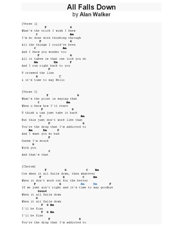 All Falls Down Guitar Chords Guide | PDF | Song Structure