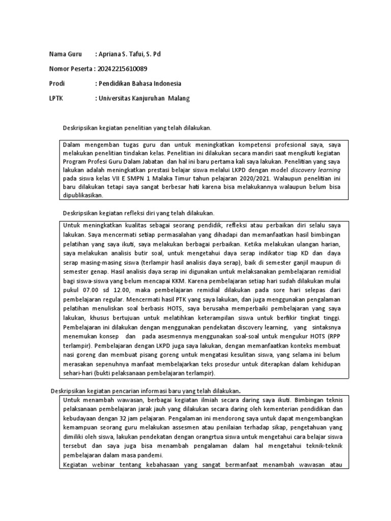 Deskripsi Protofolio | PDF | Karier & Perkembangan