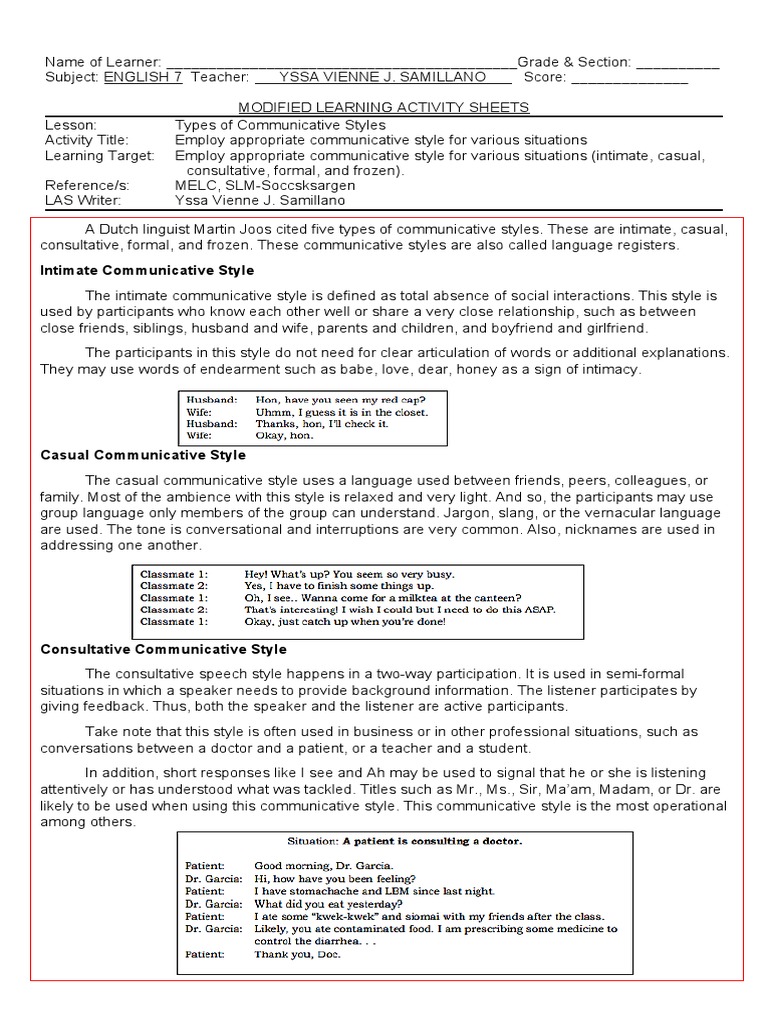 Intimate Communicative Style | PDF | Fahrenheit | Linguistics