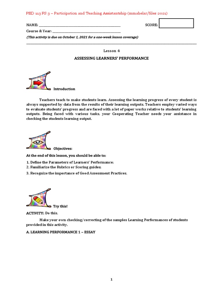 Assessing Student Learning: A Teaching Assistant Reviews Sample Student ...