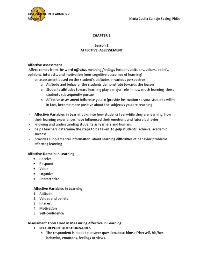 Module 5 Affective Assessment | PDF | Attitude (Psychology) | Affect (Psychology)