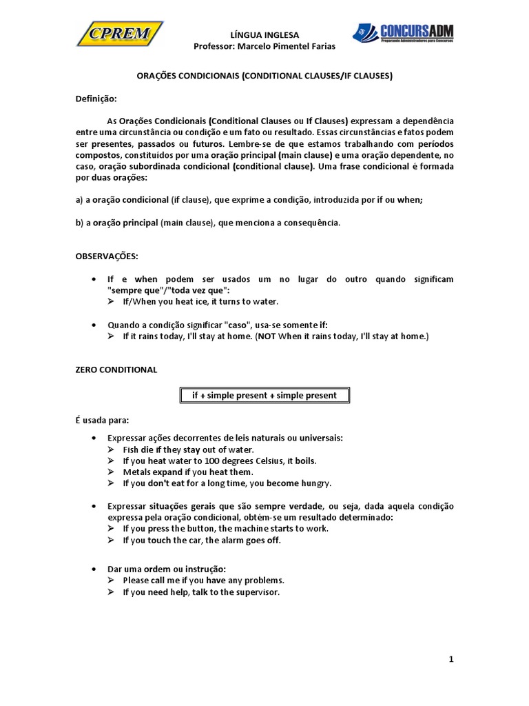 10 - Conditional Clauses | PDF | Mecânica da linguagem | Linguística