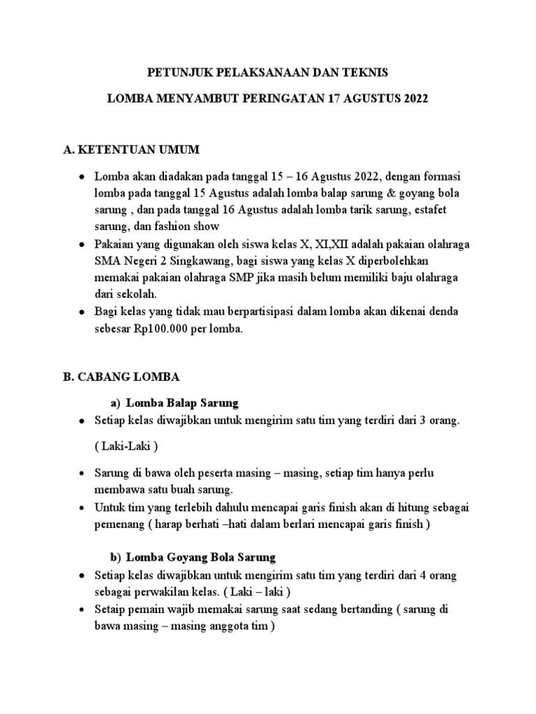 Juknis Lomba 17 Agustus-1 | PDF