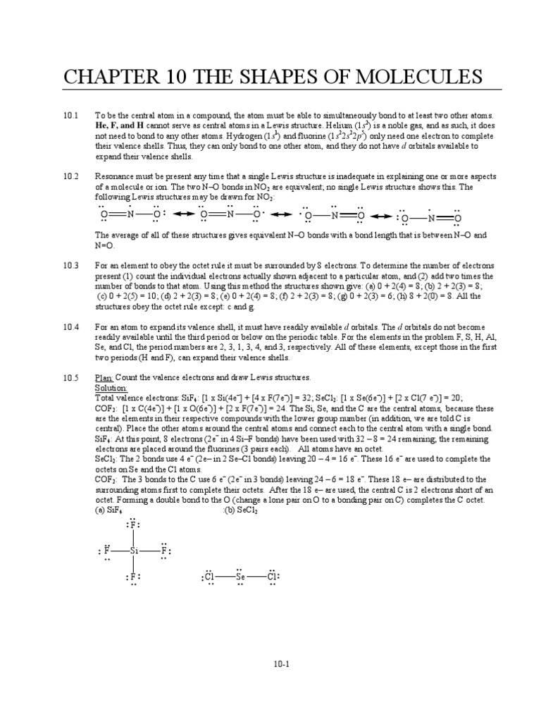 Chapter 10 Problems Key | PDF | Chemical Polarity | Covalent Bond