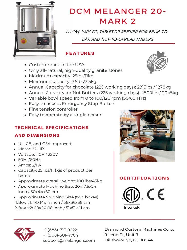 DCM Melanger 20-Mark 2 tabletop refiner | PDF