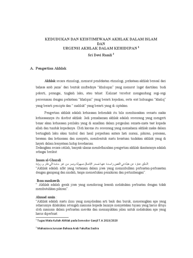 AKHLAK DALAM PERSPEKTIF ISLAM | PDF