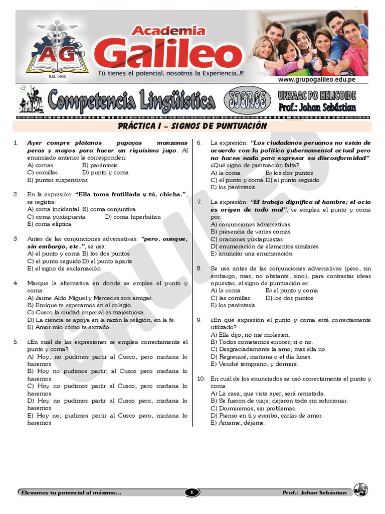 PREGUNTAS SIGNOS I Mayo | PDF | Coma | Puntuación