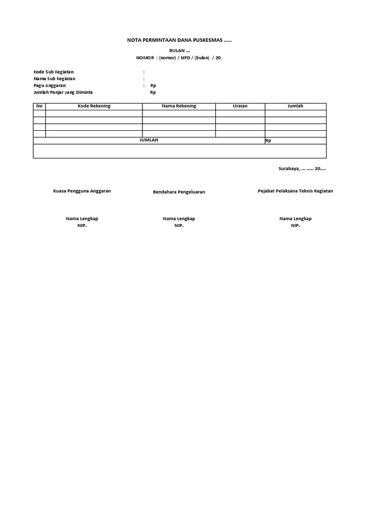 Format NPD - S PD Tu Puskesmas | PDF