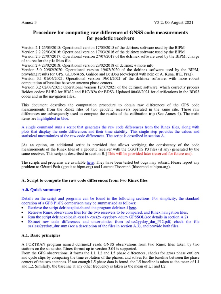 Annex 3 - Computation Procedure Rinex - v32 | PDF | Global Positioning ...