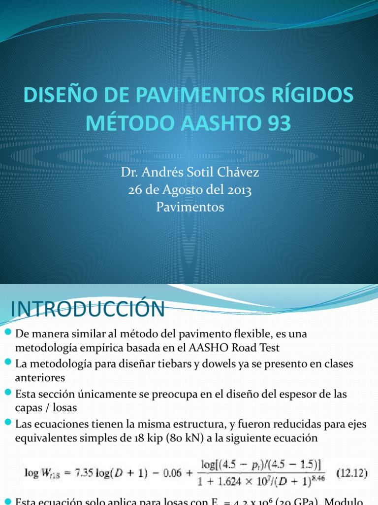 Diseño Pavimentos Rígidos AASHTO 93 | PDF