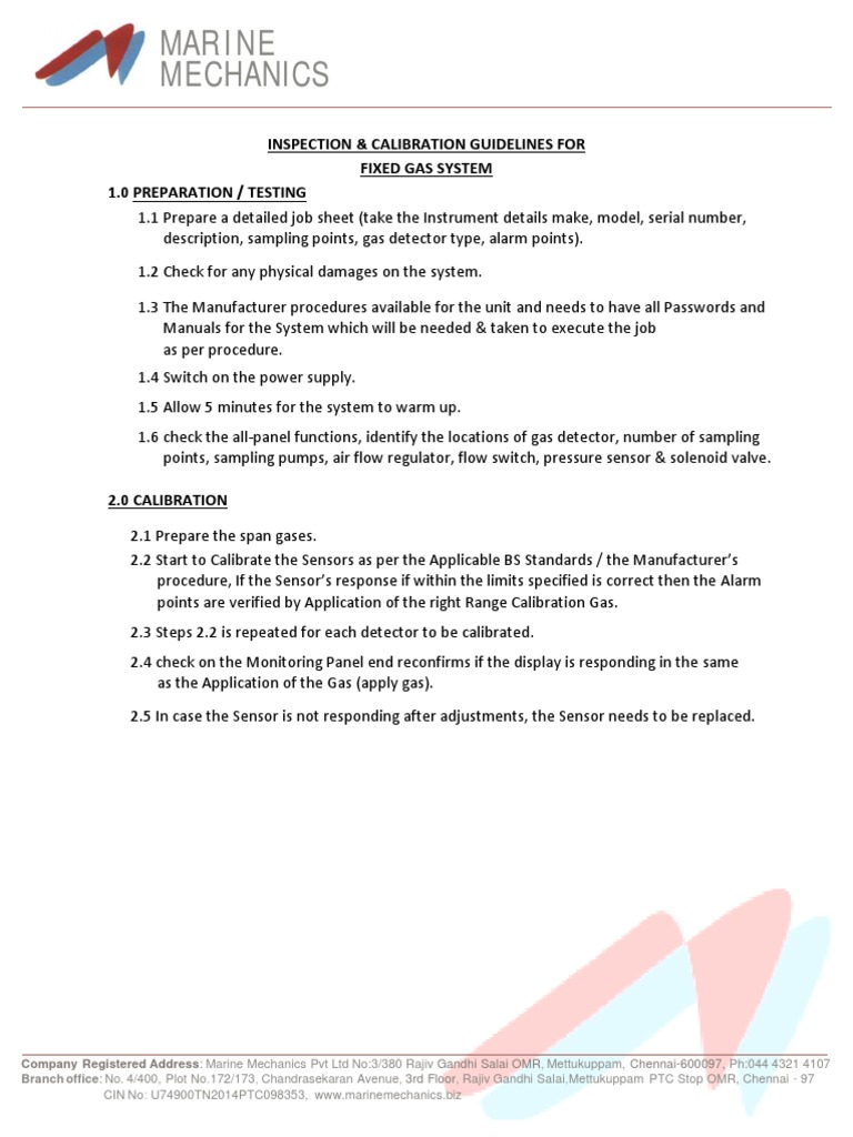 Fixed Gas System - Guideliness | PDF | Calibration | Gases
