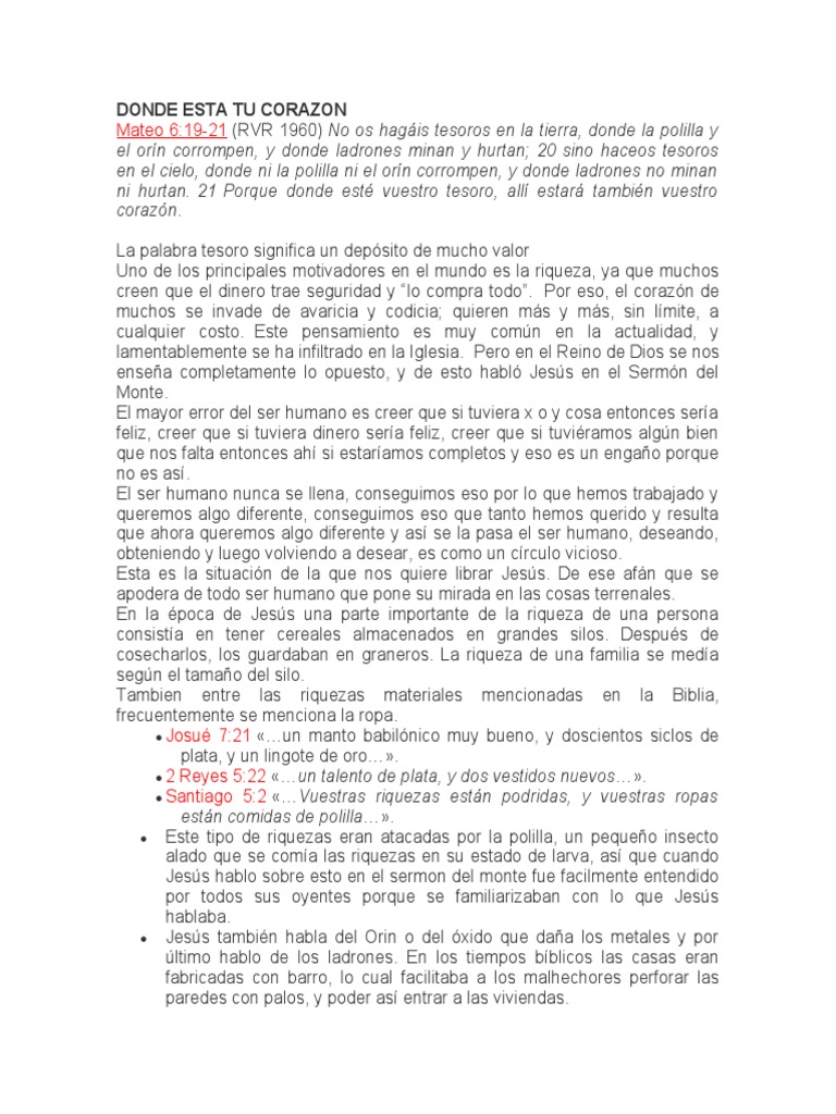 Predica Donde Esta Tu Corazon | PDF | Jesús