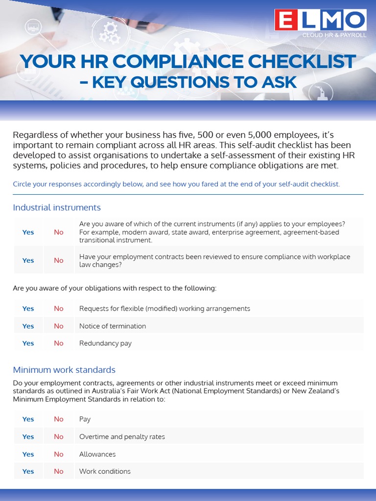 Your HR Compliance Checklist: - Key Questions To Ask | PDF | Employment ...