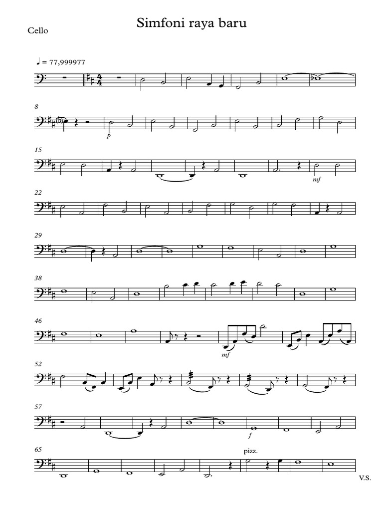 Simfoni Raya Baru (Revisi) I 2021 - Cello | PDF