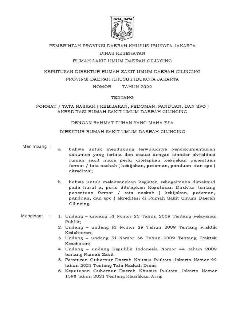DRAFT SK FORMAT TATA NASKAH AKREDITASI 05082022docx | PDF