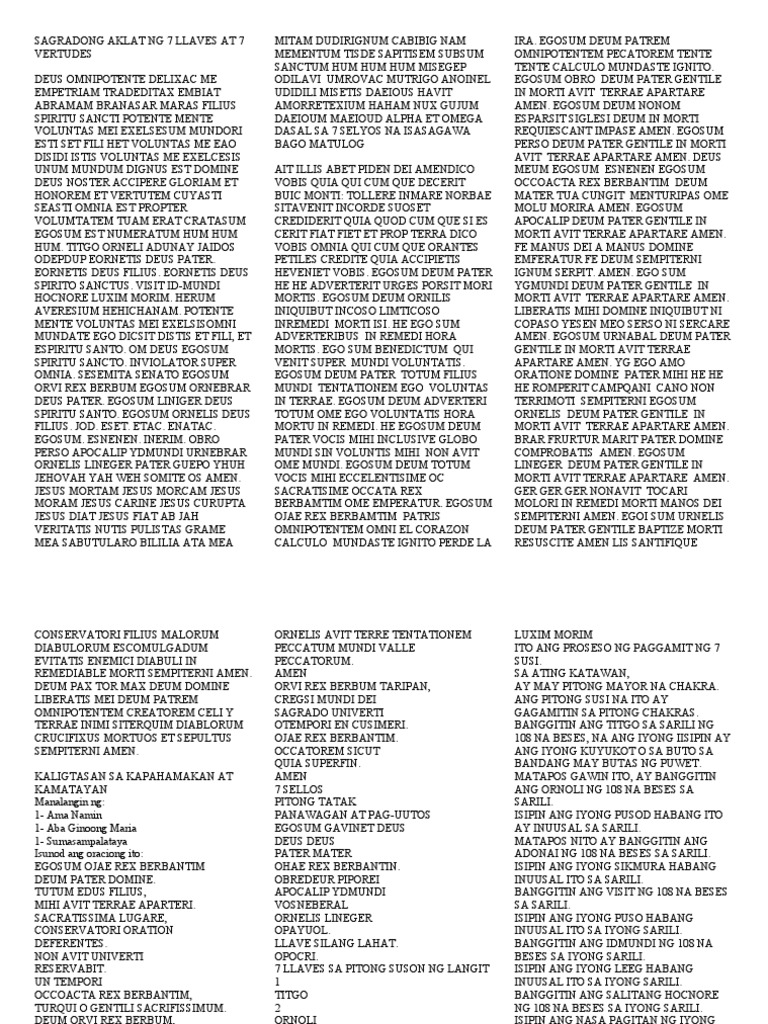 Sagradong Aklat NG 7 Llaves at 7 Vertudes | PDF