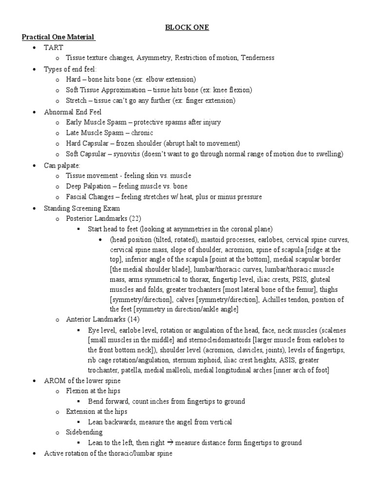 OMM Block 1 Lab Study Guide | PDF | Anatomical Terms Of Motion | Pelvis