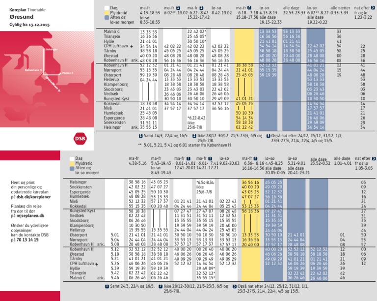 Køreplan - Øresund - Gyldig Fra 13.12.2015 - DSB | PDF