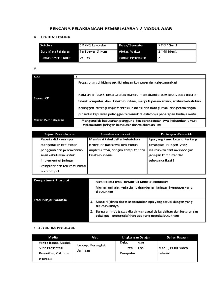 Modul Ajar TJKT | PDF