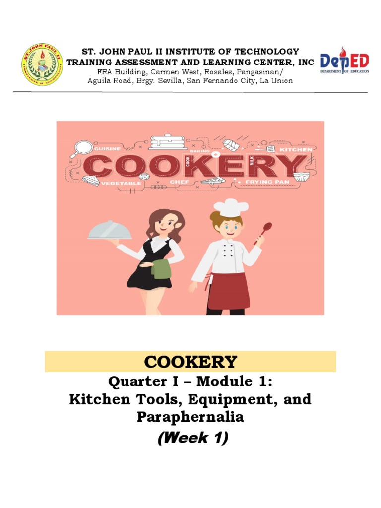 Cookery: Quarter I - Module 1: Kitchen Tools, Equipment, and ...