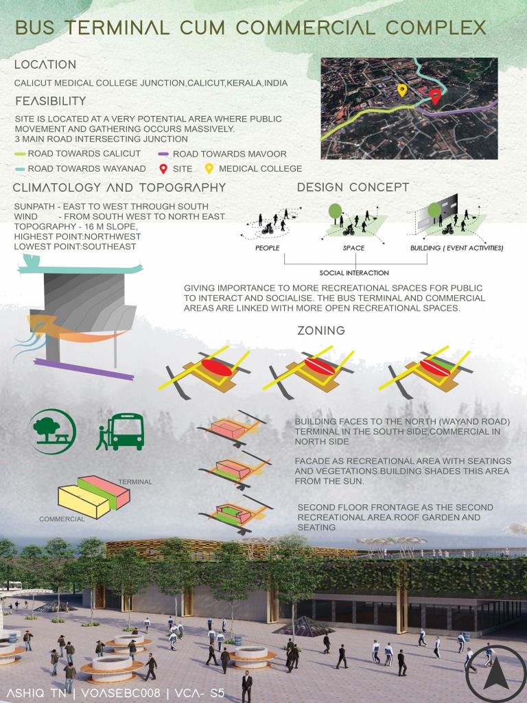 Architectural Design of Bus Terminal With Commercial Complex | PDF