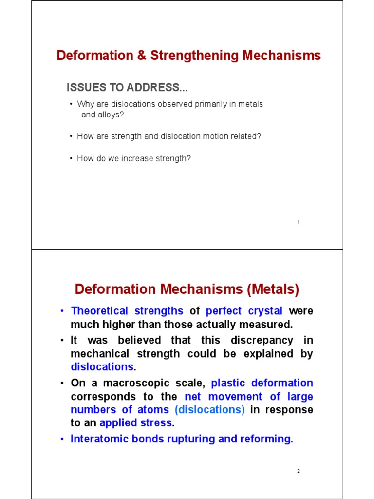 Deformation and Strengthening Mechanisms - Science and Engineering of Materials Lectures 8 and 9 ...