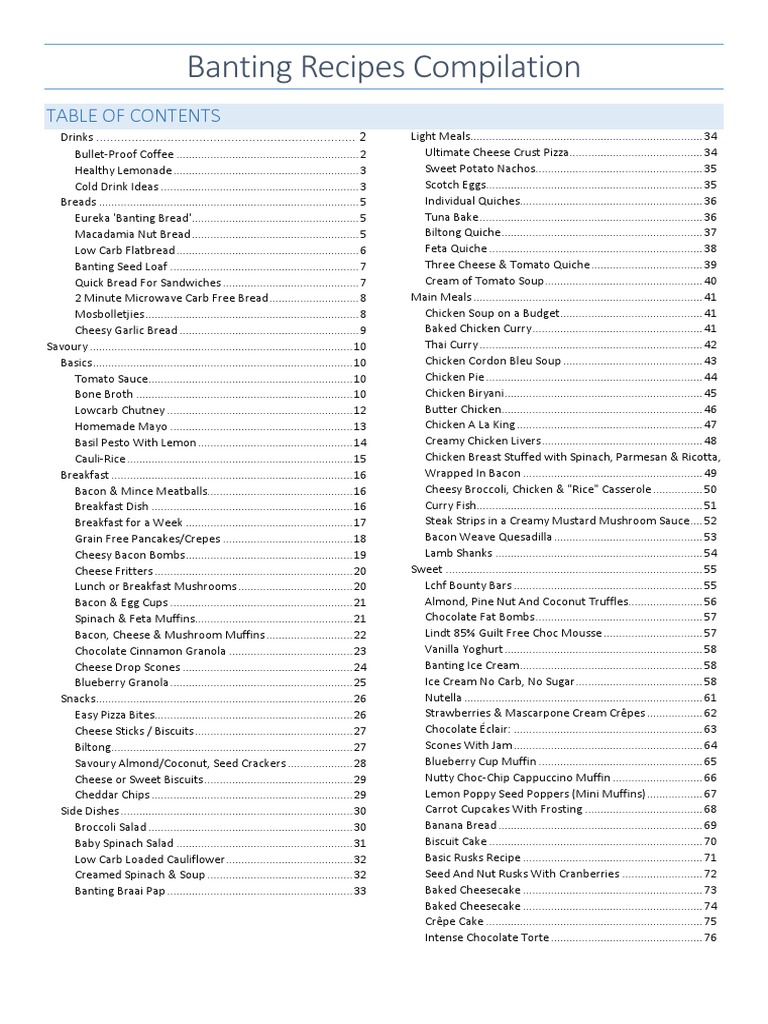 Silo - Tips - Banting Recipes Compilation | PDF | Pesto | Muffin