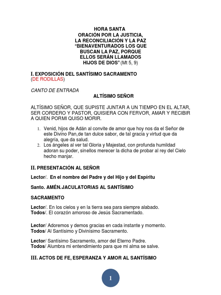 Hora Santa PDF | PDF | eucaristía | Cristo (título)