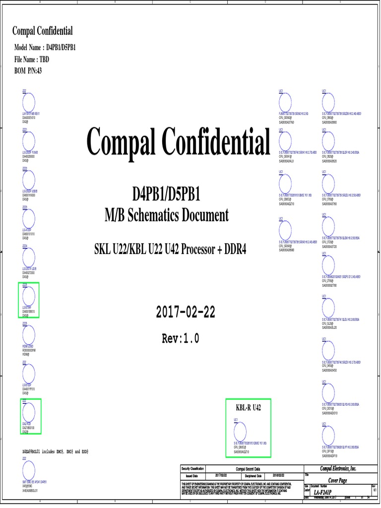 Compal D4PB1 D5PB1 La-F241p Rev 1.0 | PDF | Classified Information ...