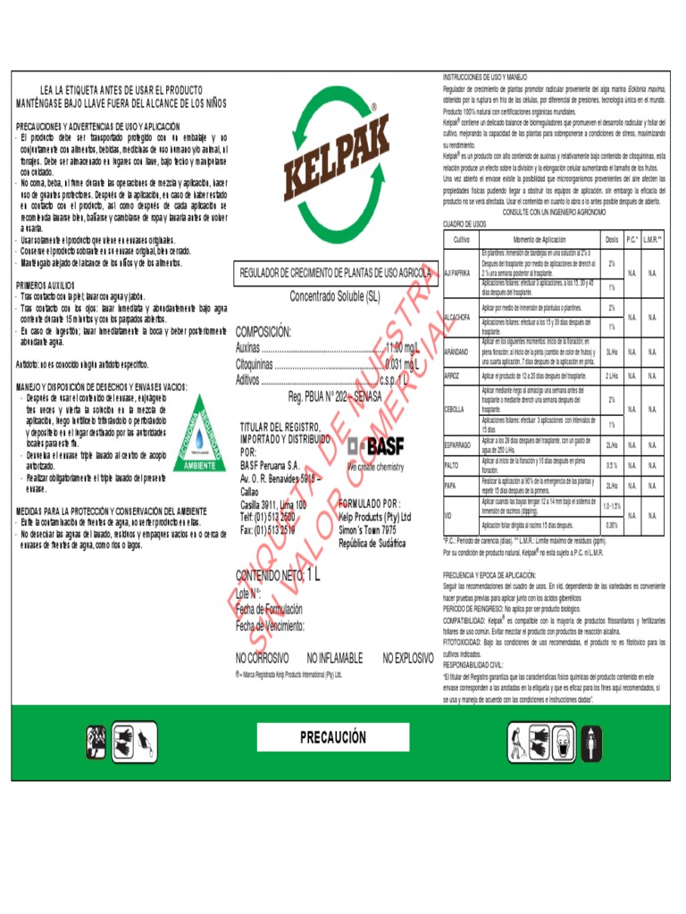 PE - Etiqueta - Kelpak® | PDF | Plantas