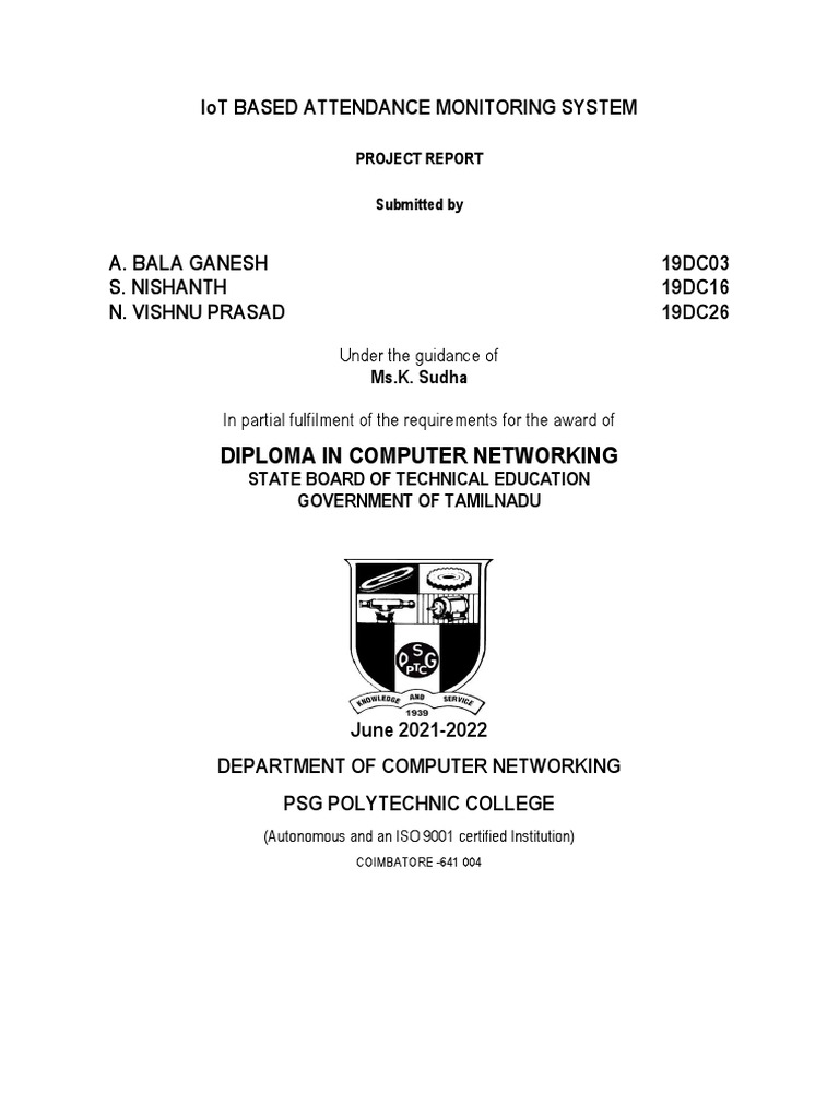 Iot Based Attendance Monitoring System Project Report Pdf Raspberry Pi Computer Science