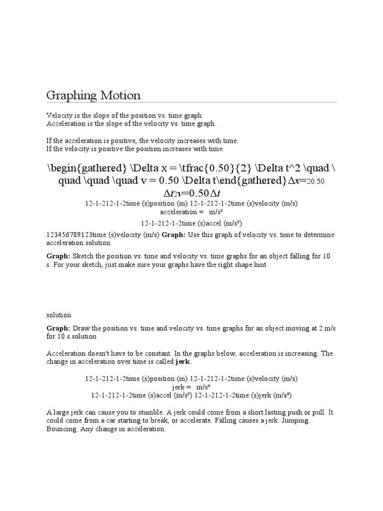 Graphing Motion | PDF