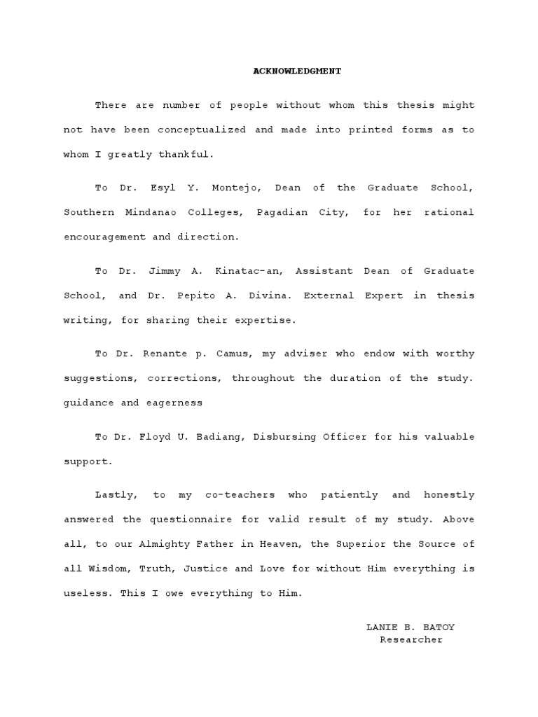 Acknowledgment, Dedication, Curriculum Vitae - Lanie B. Batoy | PDF ...