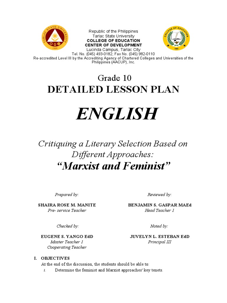 English: Detailed Lesson Plan | PDF | Feminism | Gender Studies