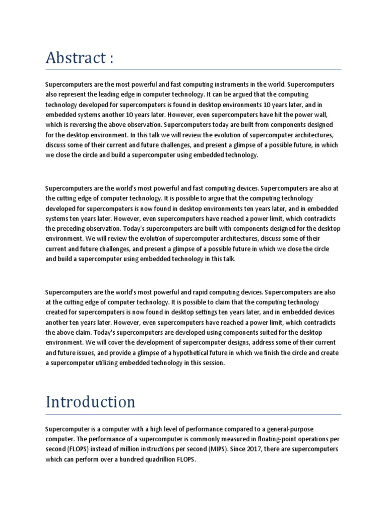 Abstract | PDF | Supercomputer | Central Processing Unit