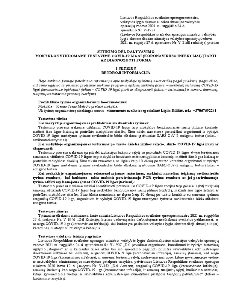 Sutikimo Forma - Atnaujinta 2021 11 | PDF