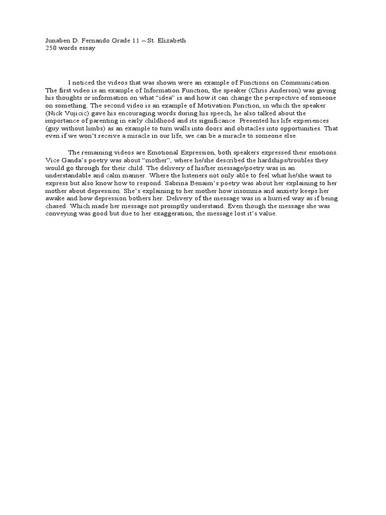 Oral Communication Essay 250 Words | PDF