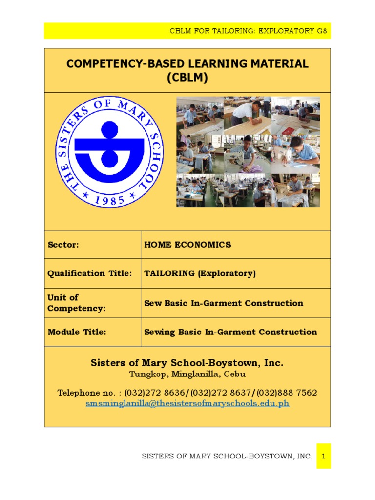 MODULE 1 - Tailoring G8 (Sew Basic-In Garment Construction) | PDF ...