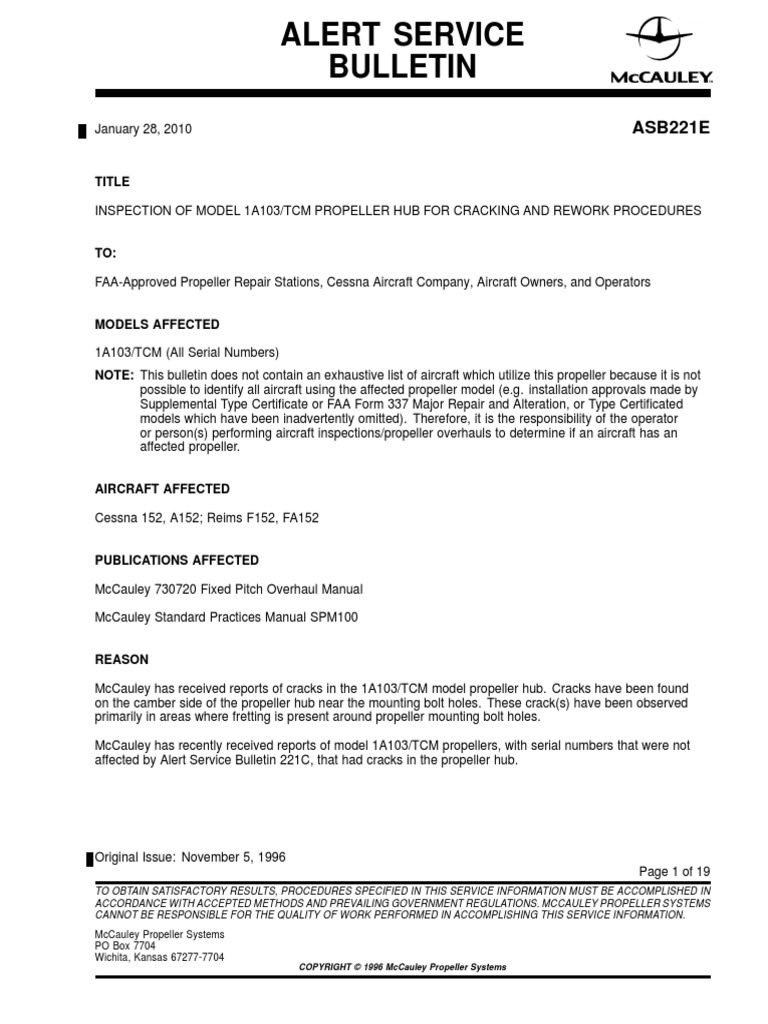 Alert Service Bulletin: ASB221E | PDF | Mill (Grinding) | Ultraviolet