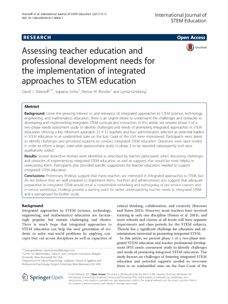 Assessing Teacher Education and Professional Development Needs For The ...