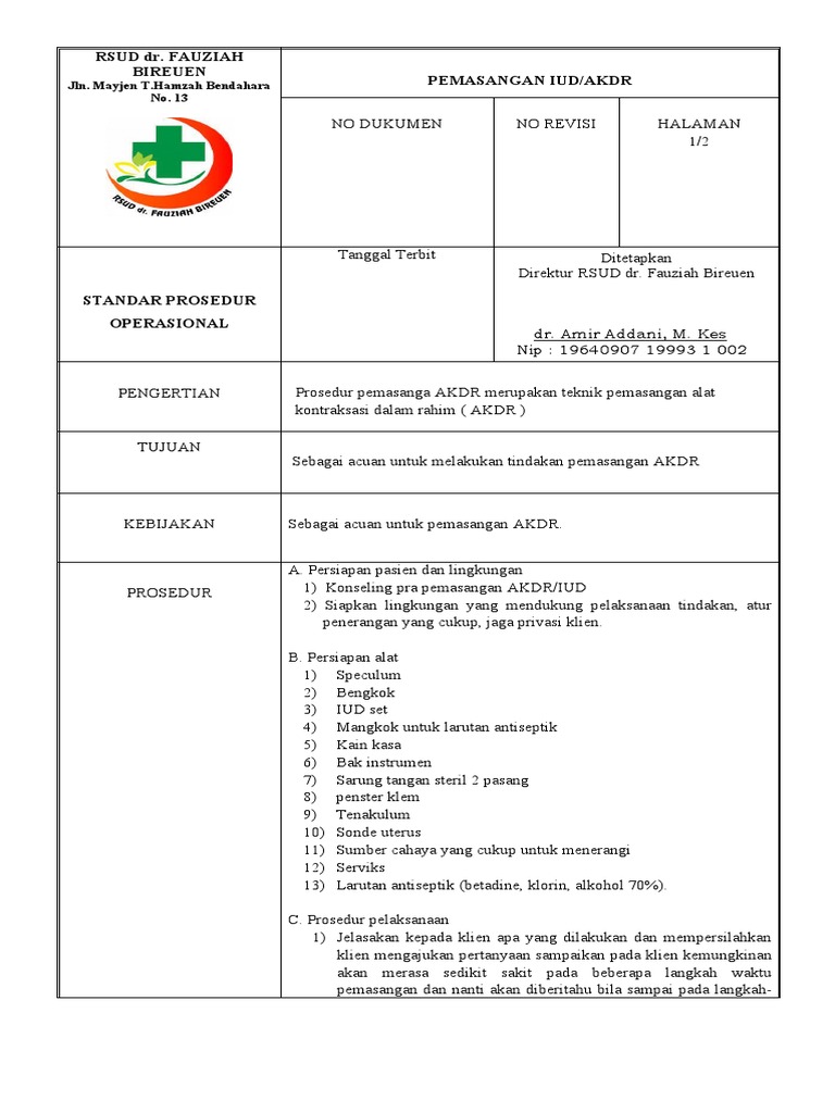 Spo Pemasangan Iud | PDF